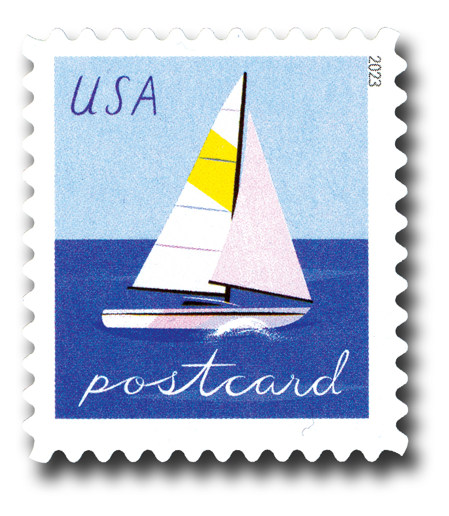 5748 - 2023 48c Sailboats: Yellow Sailboat from Sheet, Postcard Rate ...