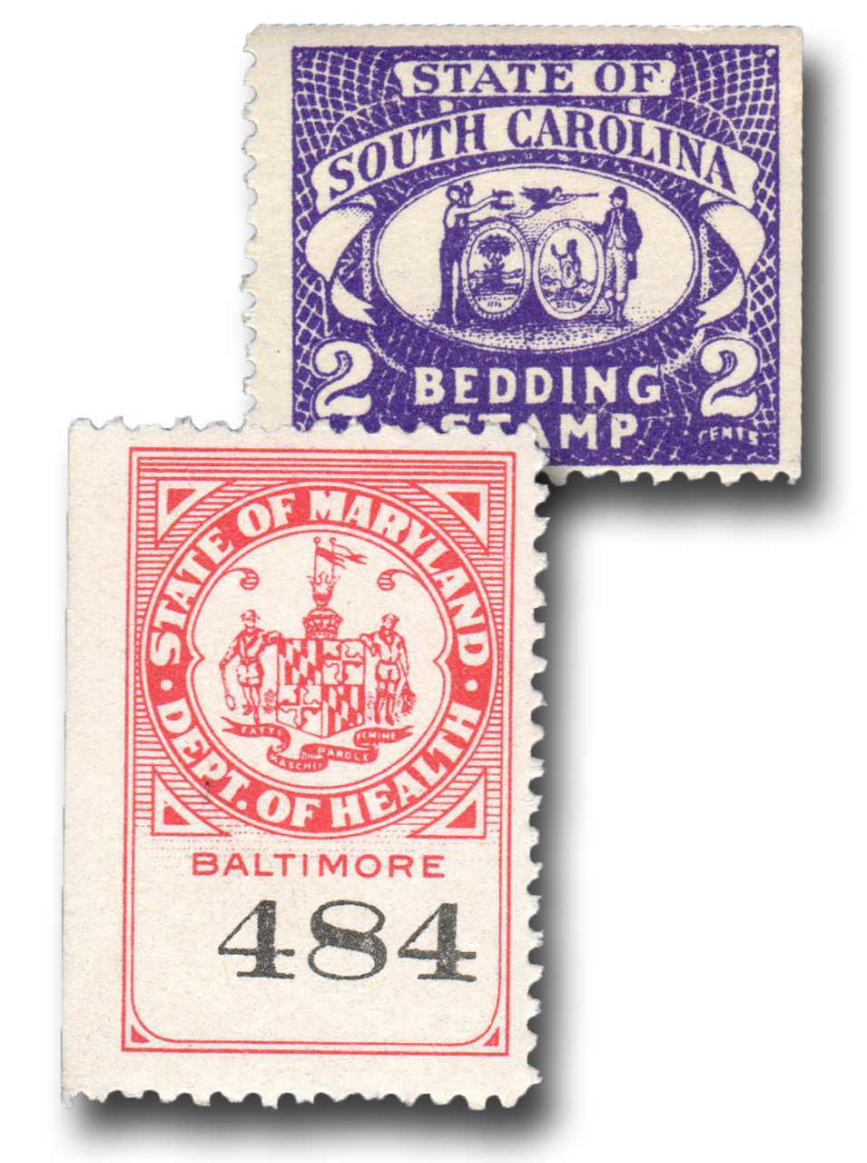 MUS086 - Two State Bedding Inspection Stamps: Maryland & South Carolina ...