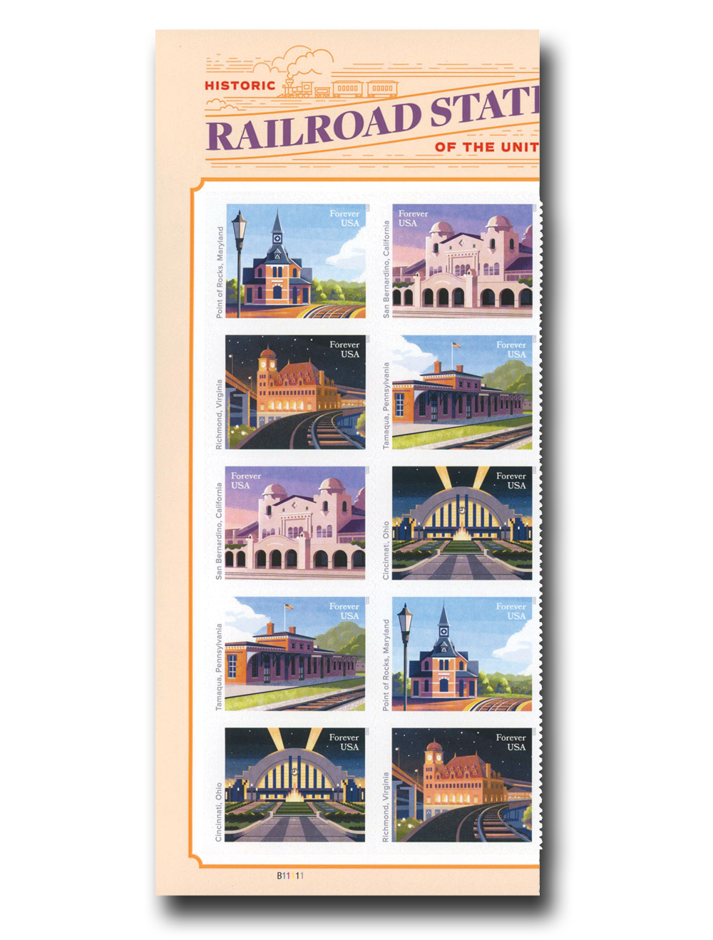 5758-62 - 2023 First-Class Forever Stamps - Historic Railroad Stations ...