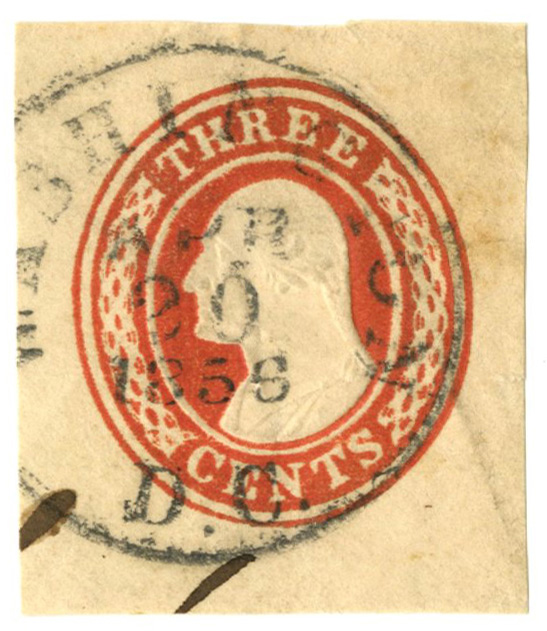 U9 - 1853-55 3c Red, Stamped Envelope - Mystic Stamp Company