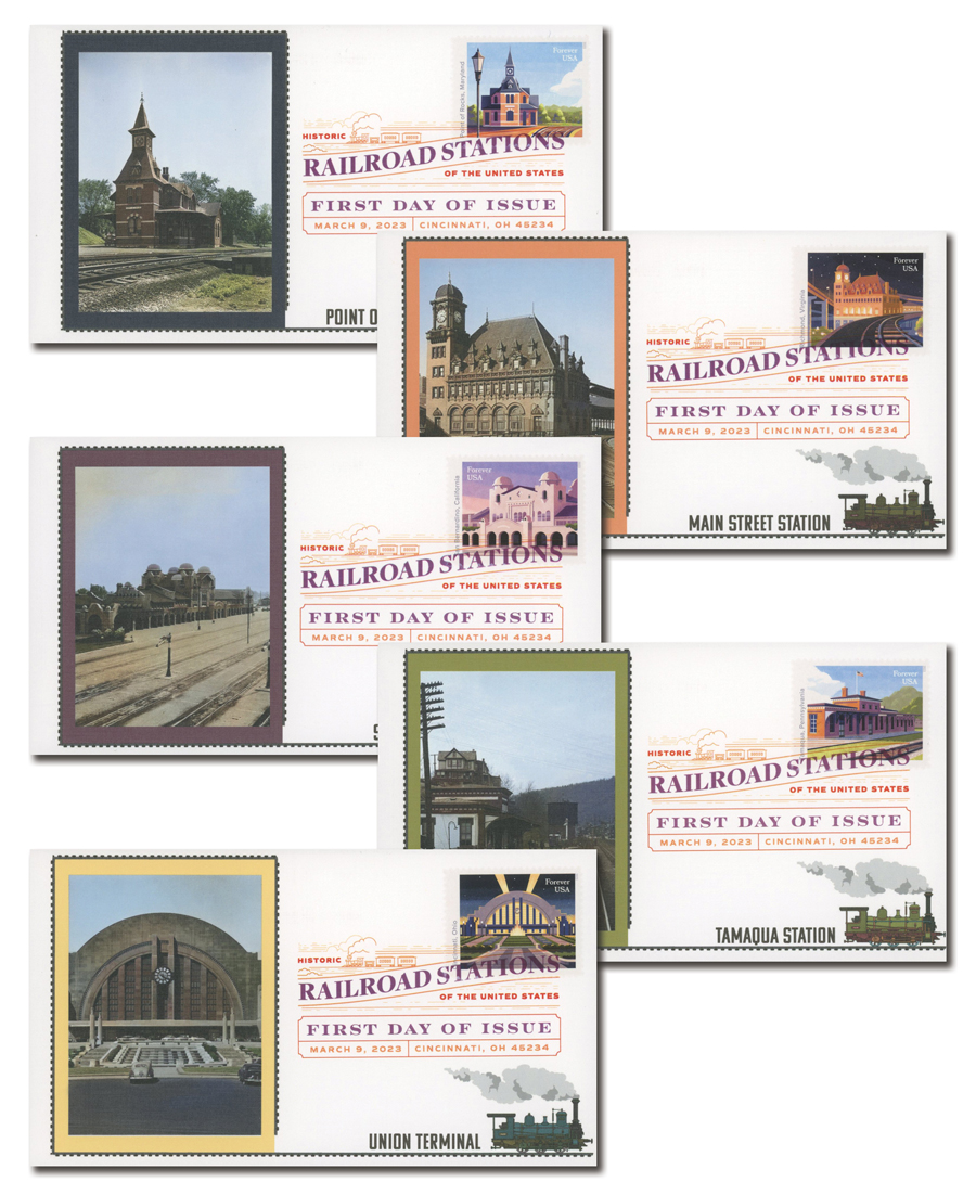 5758-62 - 2023 First-Class Forever Stamps - Historic Railroad Stations ...