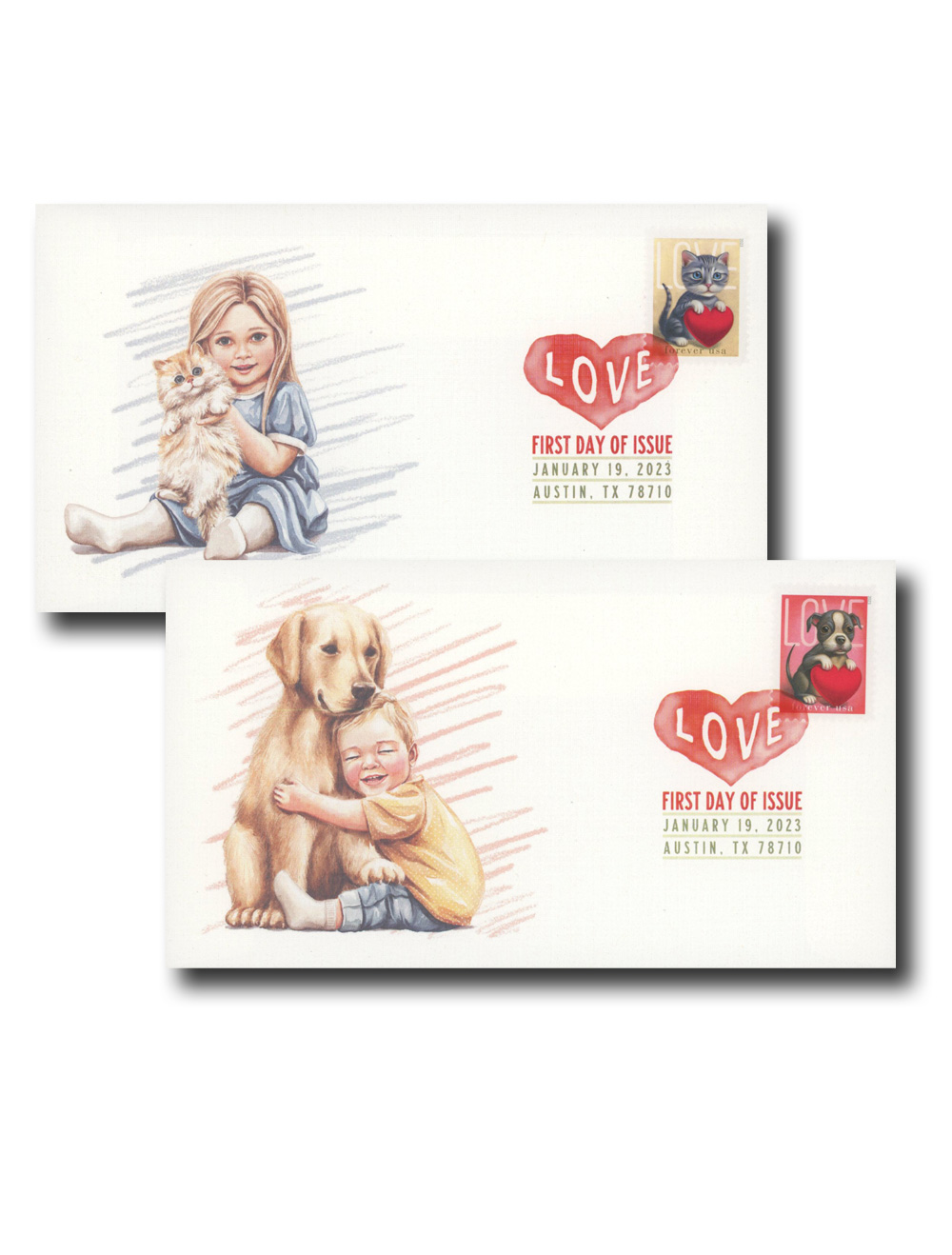 5745-46 - 2023 First-Class Forever Stamps - Love: Kitten & Puppy ...