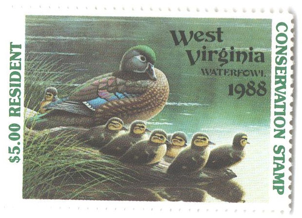 SDWV3 - 1988 West Virginia State Duck Stamp - Mystic Stamp Company