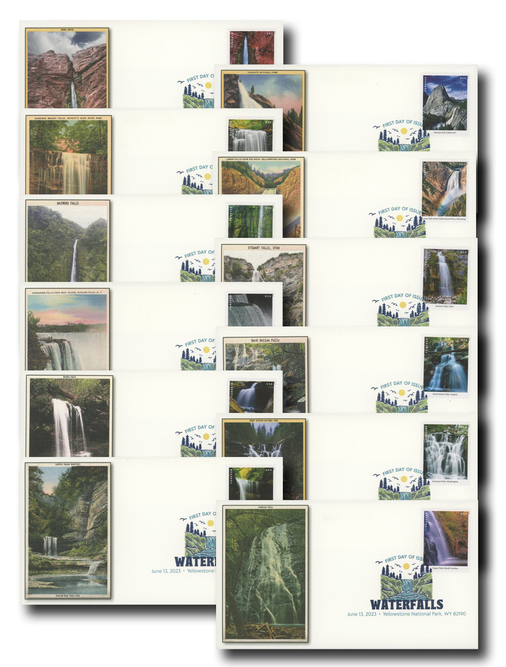 5800 - 2023 First-Class Forever Stamps - Waterfalls - Mystic Stamp Company