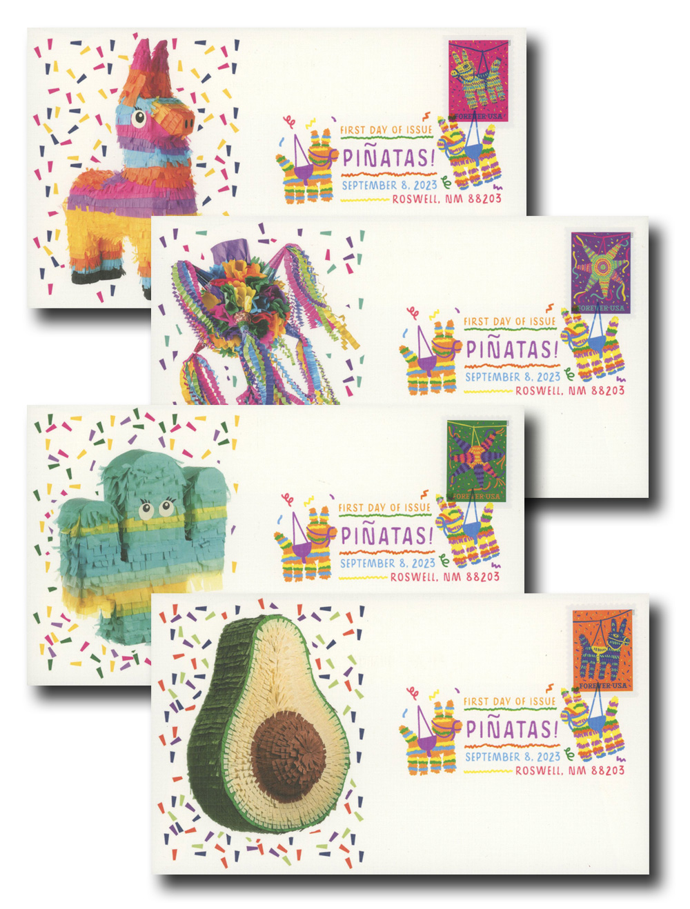 5812-15 - 2023 First-Class Forever Stamps - Pinatas - Mystic Stamp Company