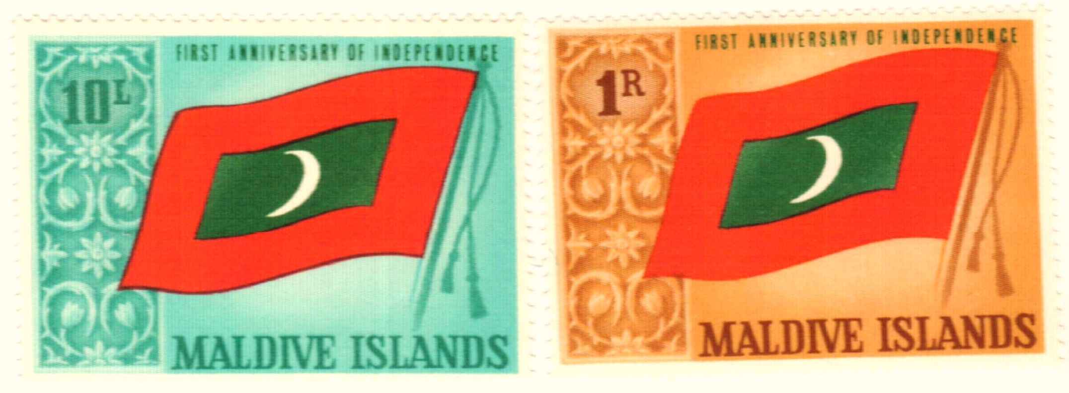 187-88 - 1966 Maldive Islands - Mystic Stamp Company