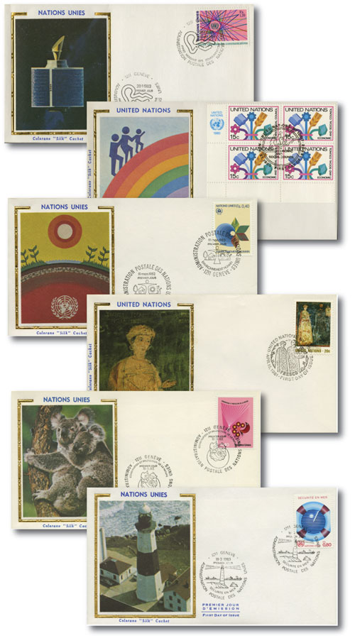 M11481 - United Nations Stamp Collection on Silk First Day Covers, Set ...