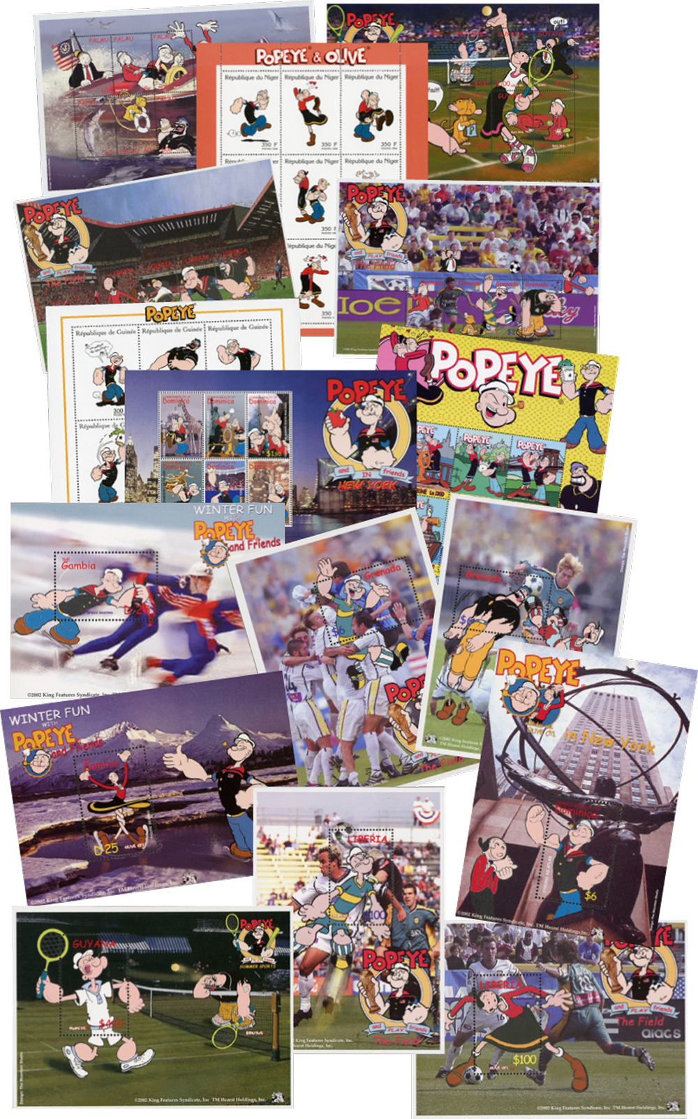 M11798 - Popeye, Olive Oyl and Friends, Mint, Set of 8 Sheets and 8 ...
