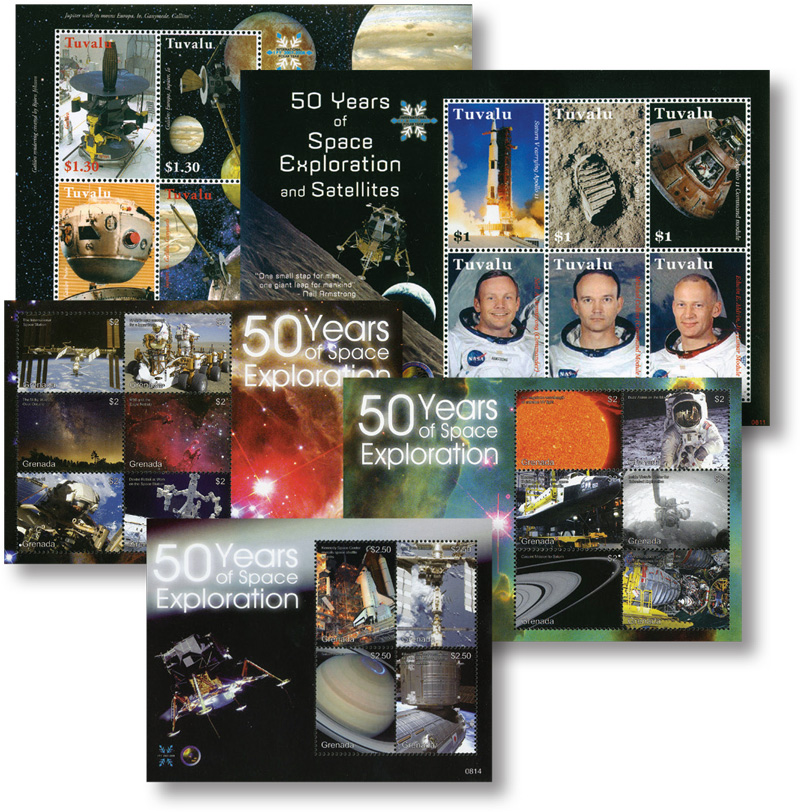 M12383 - 2008 50 Years of Space Exploration, Set of 5 - Mystic Stamp ...