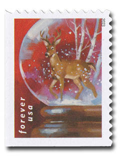5818 - 2023 First-Class Forever Stamp - Christmas Snow Globes: Reindeer ...