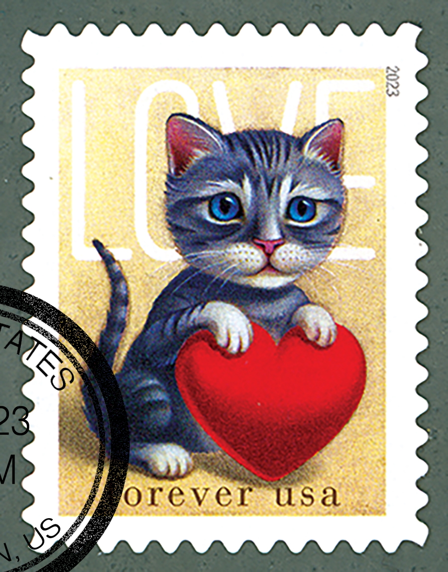 5745 - 2023 First-Class Forever Stamp - Love: Kitten & Heart - Mystic ...
