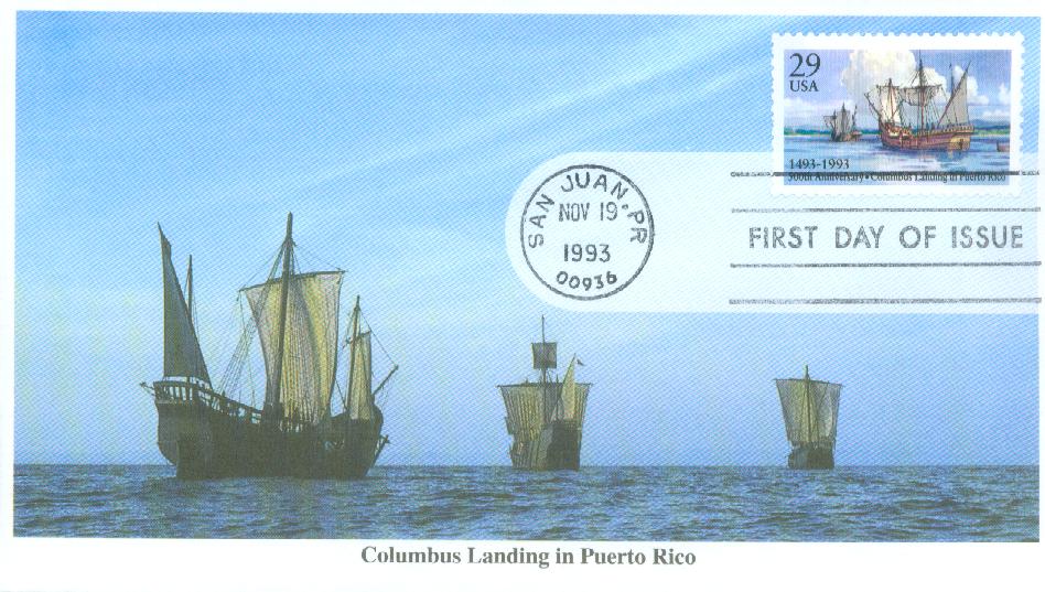 2805 - 1993 29c Columbus' Landing in Puerto Rico - Mystic Stamp Company