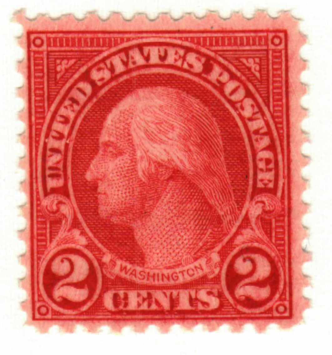 595 - 1923 2c Washington, carmine, perf 11 - Mystic Stamp Company