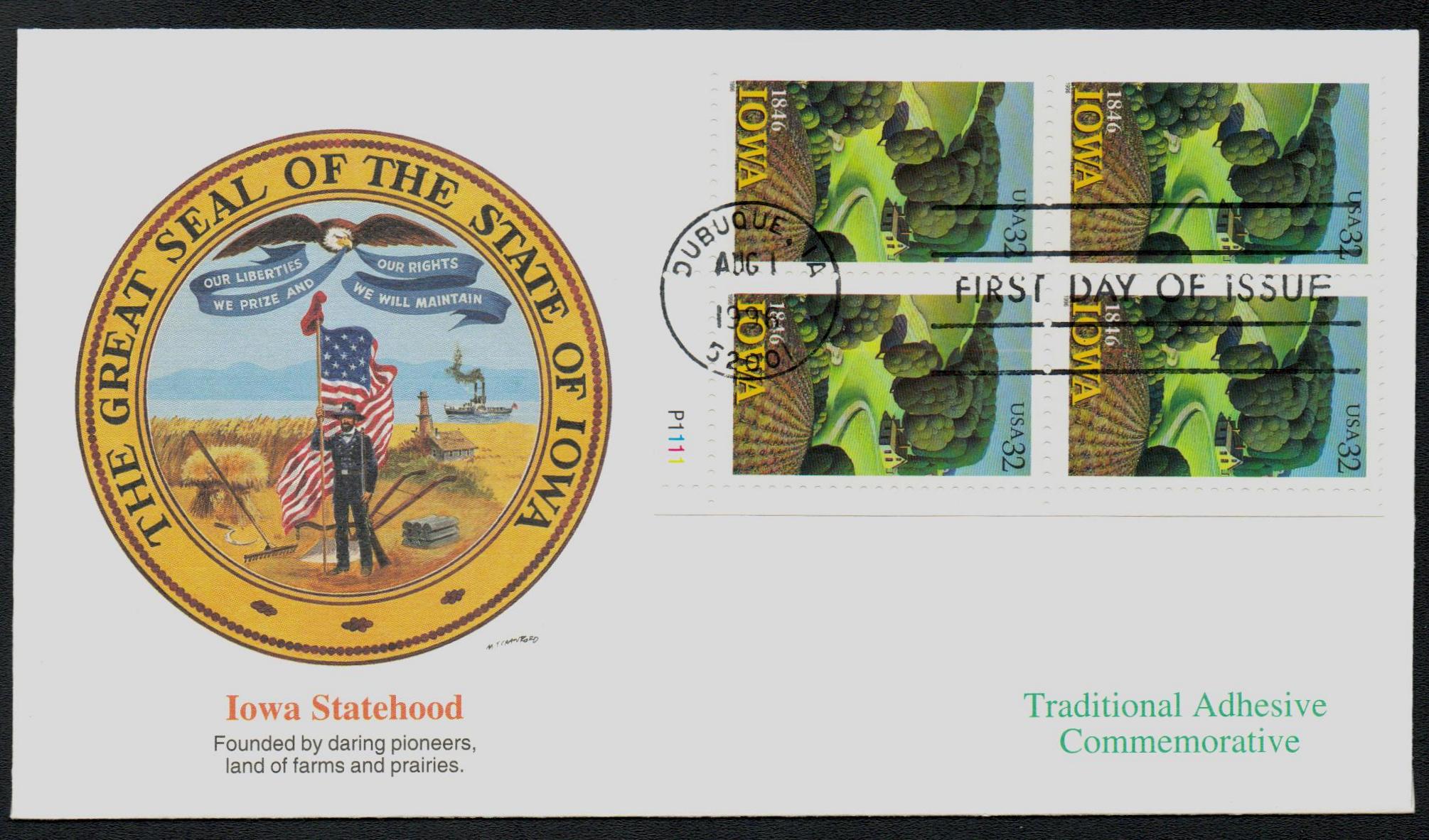 3088 - 1996 32c Iowa Statehood - Mystic Stamp Company