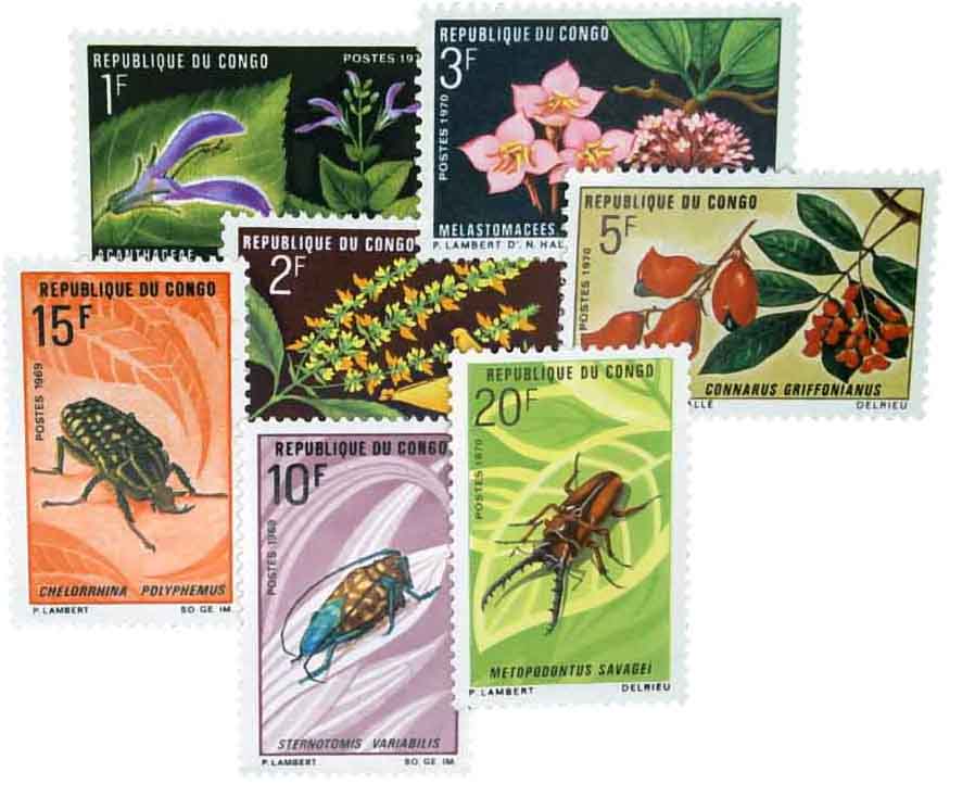 222-28 - 1970 Congo, People's Republic - Mystic Stamp Company