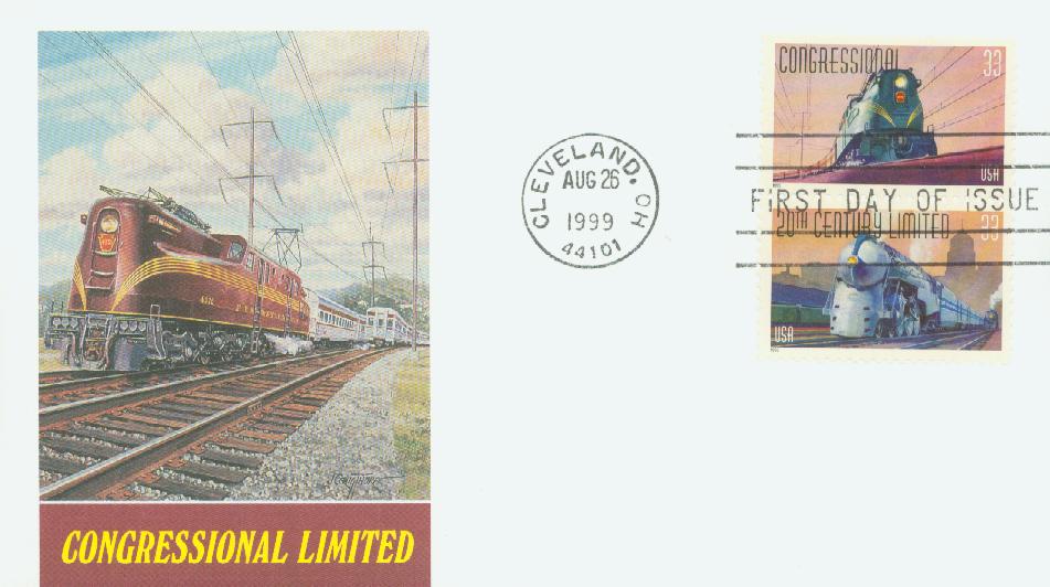 3334 - 1999 33c All Aboard!: Congressional - Mystic Stamp Company