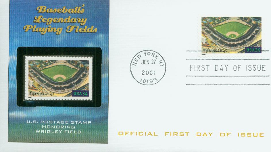 3519 - 2001 34c Legendary Baseball Fields: Wrigley Field - Mystic Stamp ...