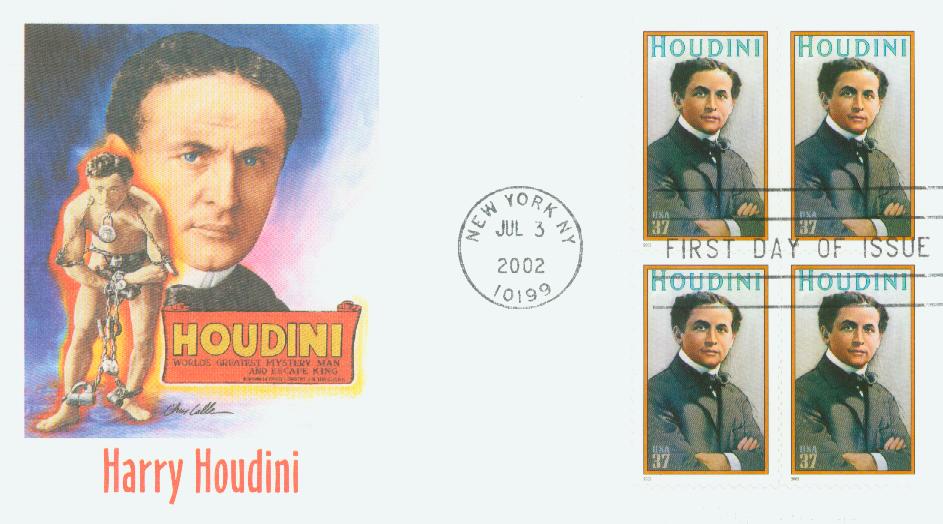 3651 - 2002 37c Harry Houdini - Mystic Stamp Company