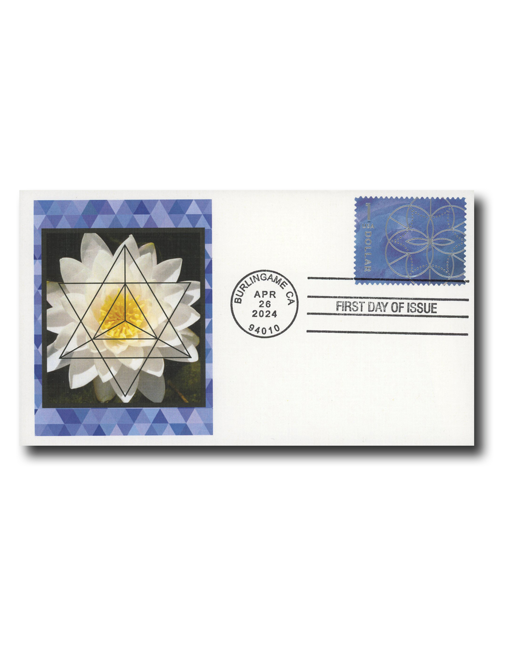 5853 - 2024 $1 Floral Geometry - Blue - Mystic Stamp Company