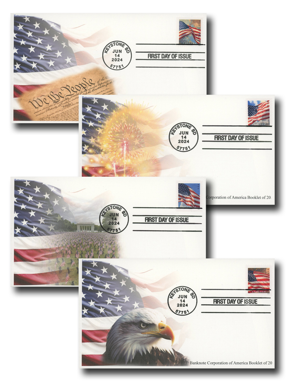 5887-90 - 2024 First-Class Forever Stamps - Flags (BCA Booklet ...