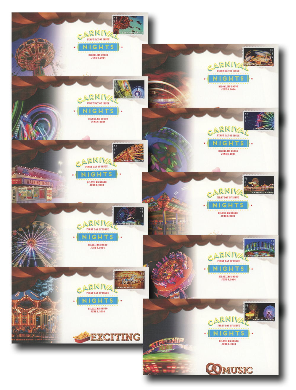 5855-64 - 2024 First-Class Forever Stamps - Carnival Nights - Mystic ...