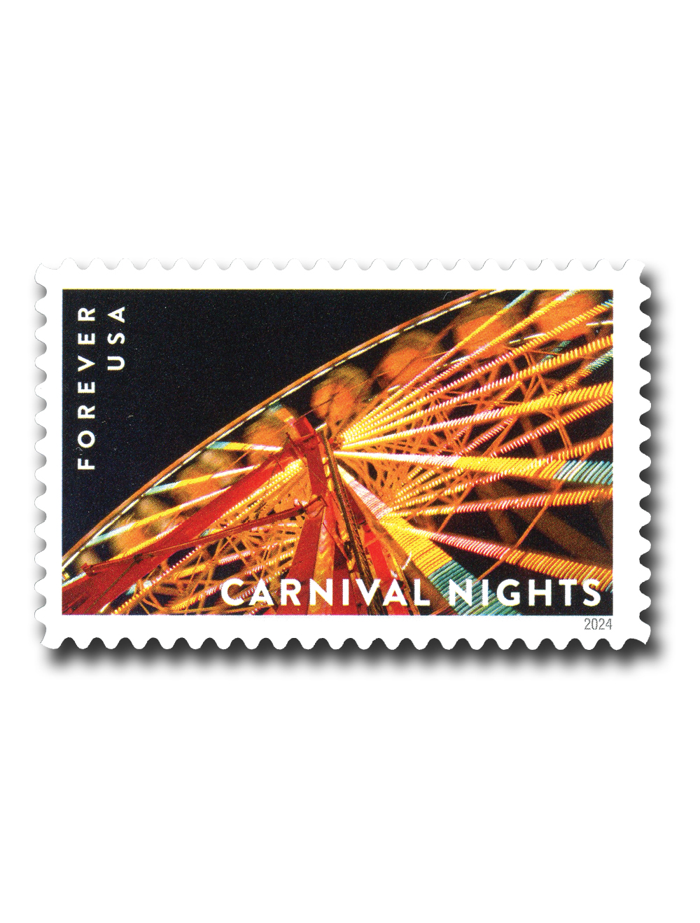 5859 - 2024 First-Class Forever Stamp - Carnival Nights: Orange/Red ...
