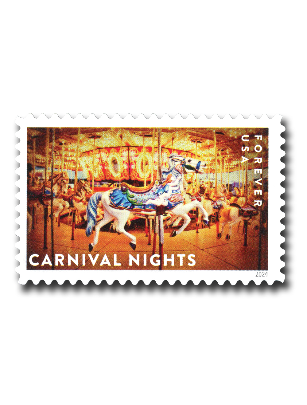 5863 - 2024 First-Class Forever Stamp - Carnival Nights: Carousel Ride ...