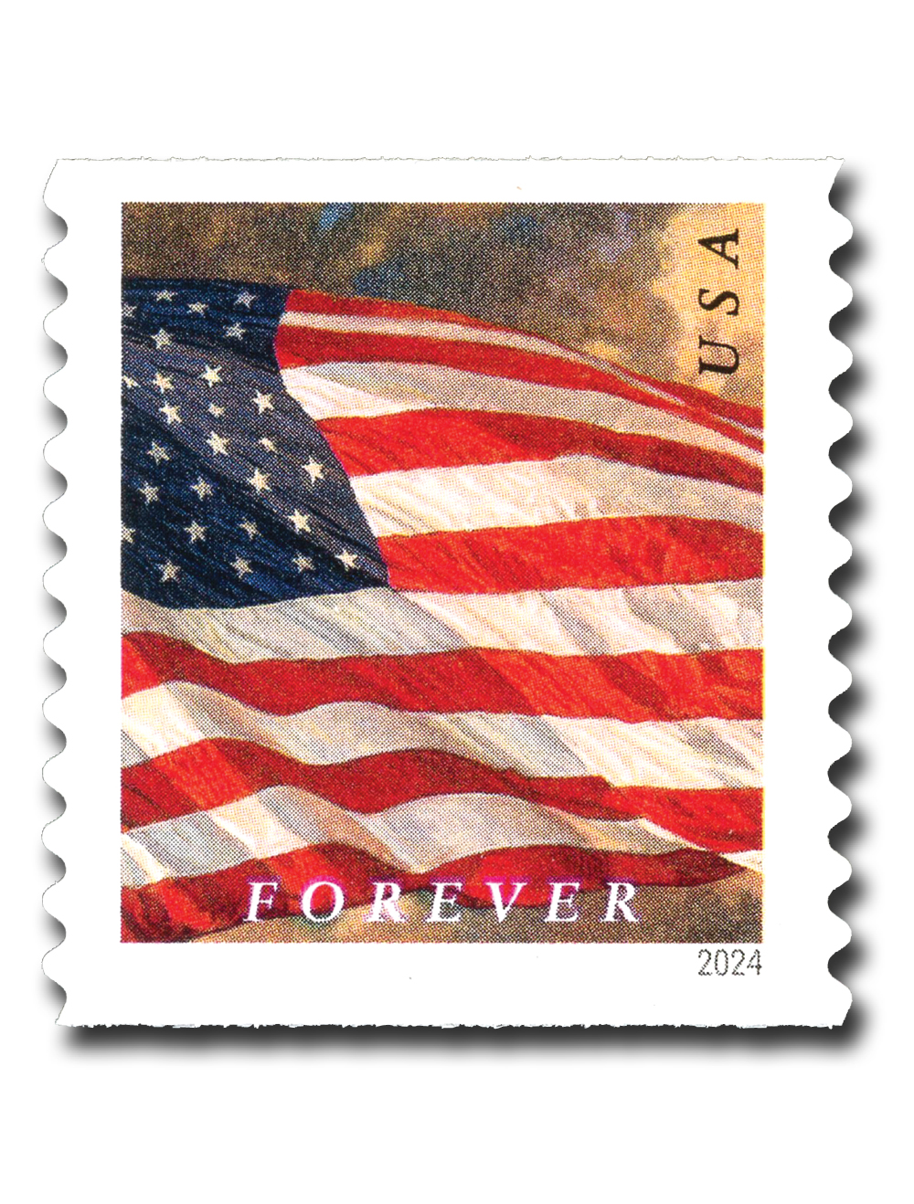 5875 - 2024 First-Class Forever Stamp - Flags: Flag with Dark Clouds at ...