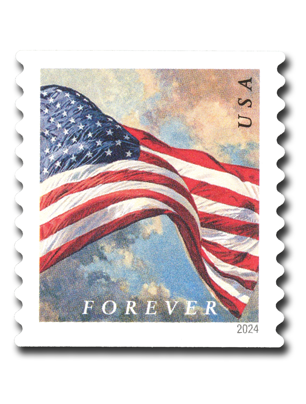 5881 - 2024 First-Class Forever Stamp - Flags: Flag with Blue Sky and ...