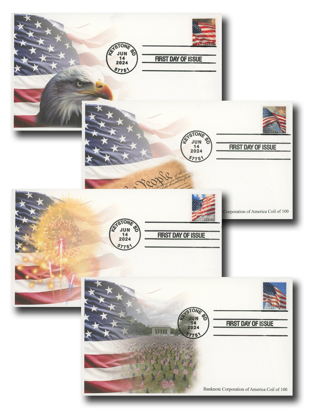 5875-78 - 2024 First-Class Forever Stamps - Flags (BCA Coil stamp ...