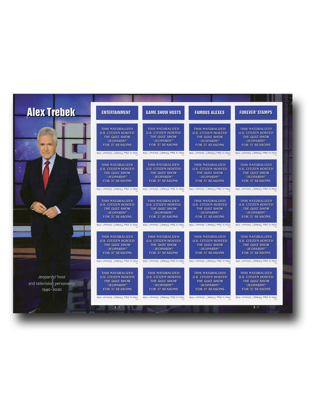 5907 - 2024 First-Class Forever Stamp - Alex Trebek, Host of "Jeopardy ...