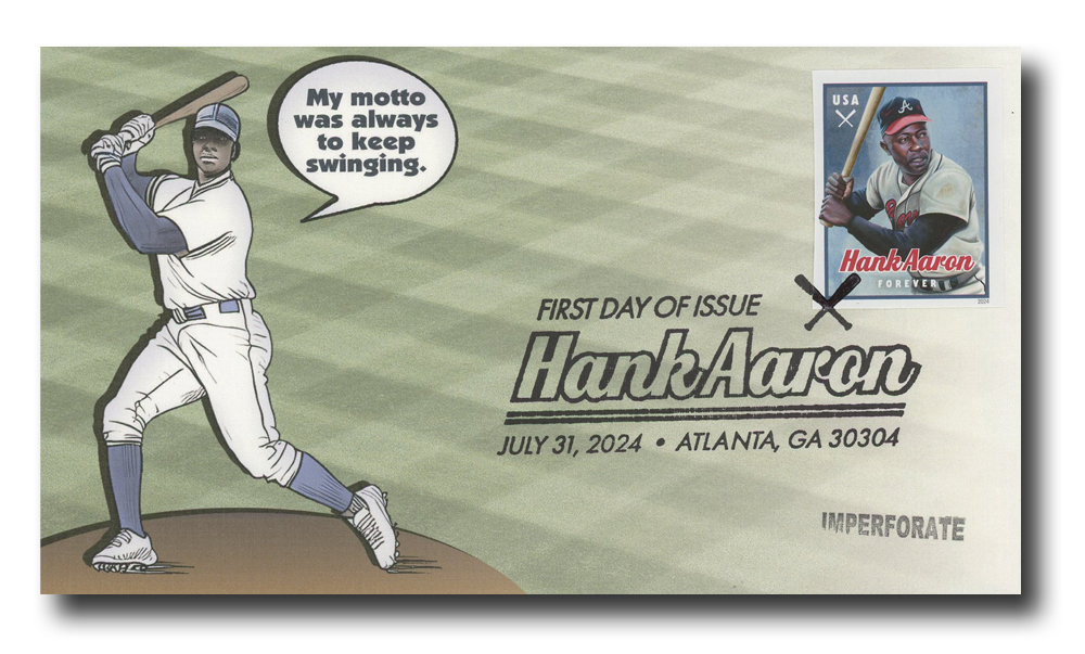 5908a - 2024 First-Class Forever Stamp - Imperforate Hank Aaron ...
