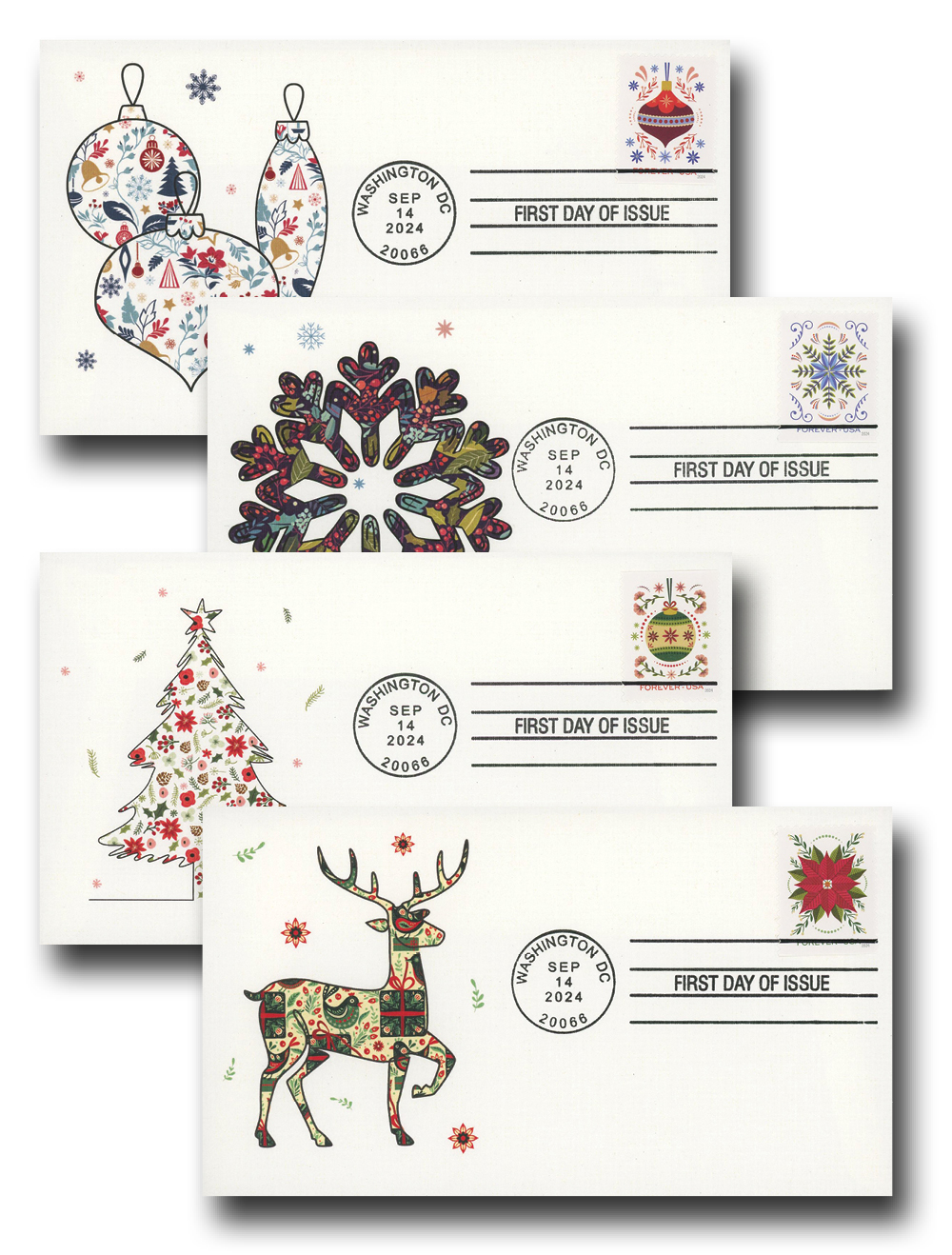 5941-44 - 2024 First-Class Forever Stamps - Holiday Joy - Mystic Stamp ...