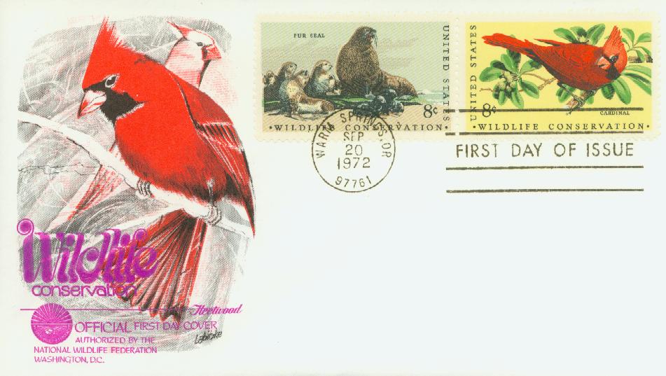 1465 - 1972 8c Wildlife Conservation: Cardinal - Mystic Stamp Company