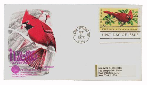 1465 - 1972 8c Wildlife Conservation: Cardinal - Mystic Stamp Company