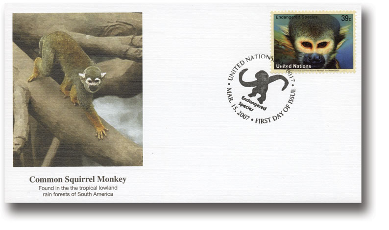 UN926 - 2007 39c UNNY Endanger-Squirrel Monkey - Mystic Stamp Company