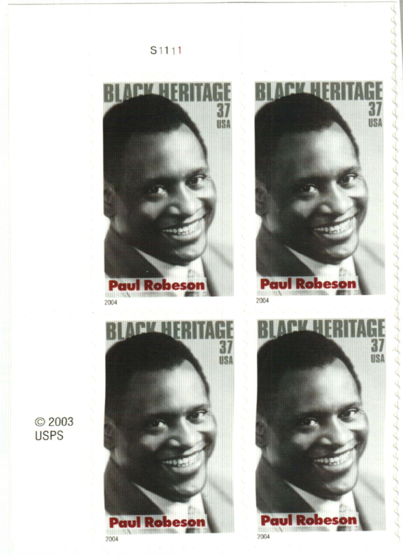 3834 - 2004 37c Black Heritage: Paul Robeson - Mystic Stamp Company