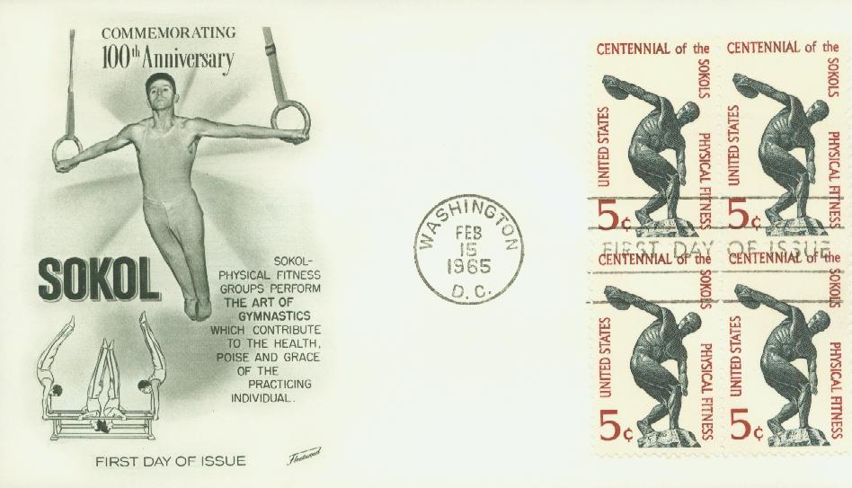 1262 - 1965 5c Physical Fitness, Centennial of the Sokols - Mystic ...