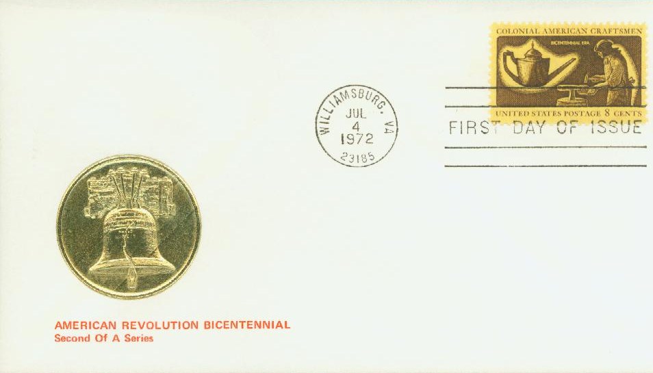 1457 - 1972 8c Colonial American Craftsmen: Silversmith - Mystic Stamp ...