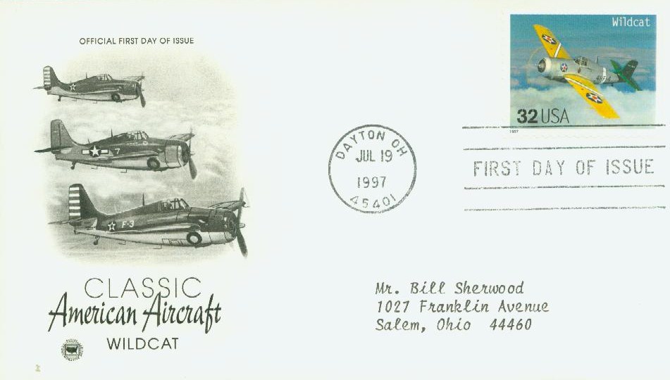 3142t - 1997 32c Classic American Aircraft: Wildcat - Mystic Stamp Company