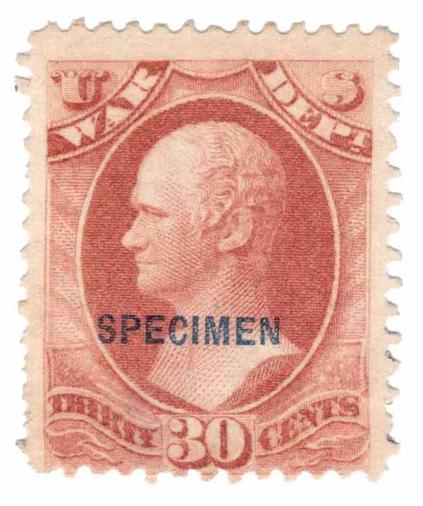 O92S - 1875 30c Official Mail Stamp - deep rose - Mystic Stamp Company
