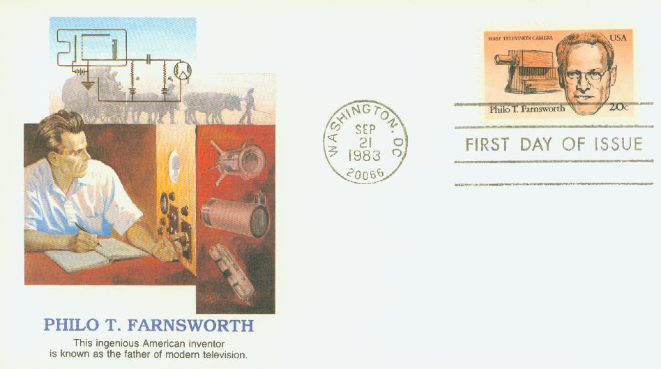 2058 - 1983 20c American Inventors: Philo T Farnsworth, First TV Camera ...