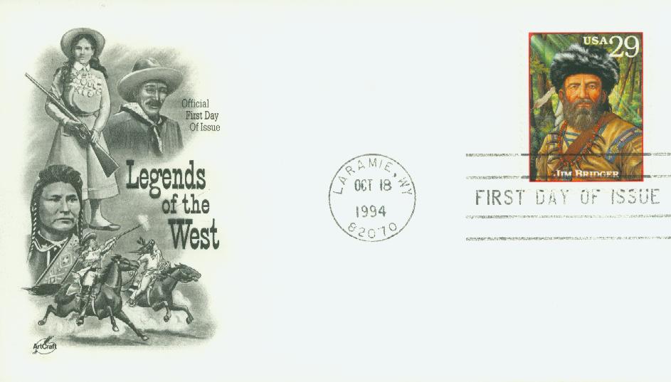 2869c - 1994 29c Legends of the West: Jim Bridger - Mystic Stamp Company