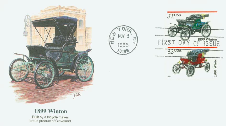 3022 - 1995 32c Antique Automobiles: 1899 Winton - Mystic Stamp Company
