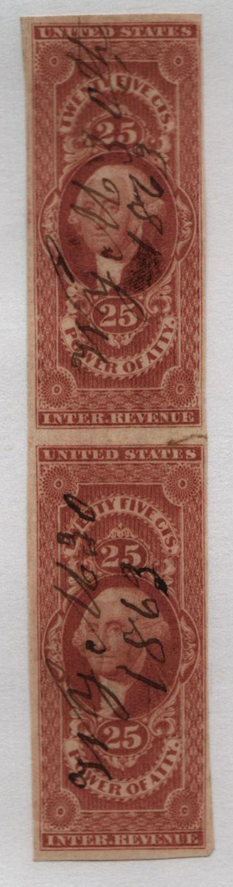 R48a - 1862-71 25c US Internal Revenue Stamp - Power Of Attorney ...