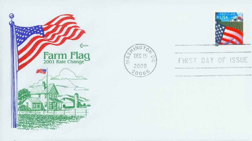 3450 - 2000 34c Flag Over Farm, non-denominated, self-adhesive, booklet ...