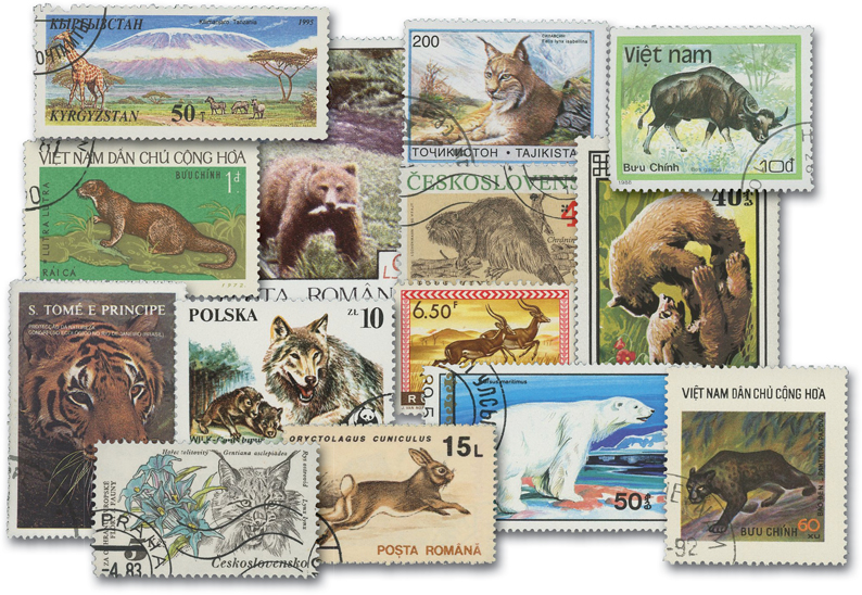 MP2092 - 240 Different Wild Animal Used Stamps - Mystic Stamp Company
