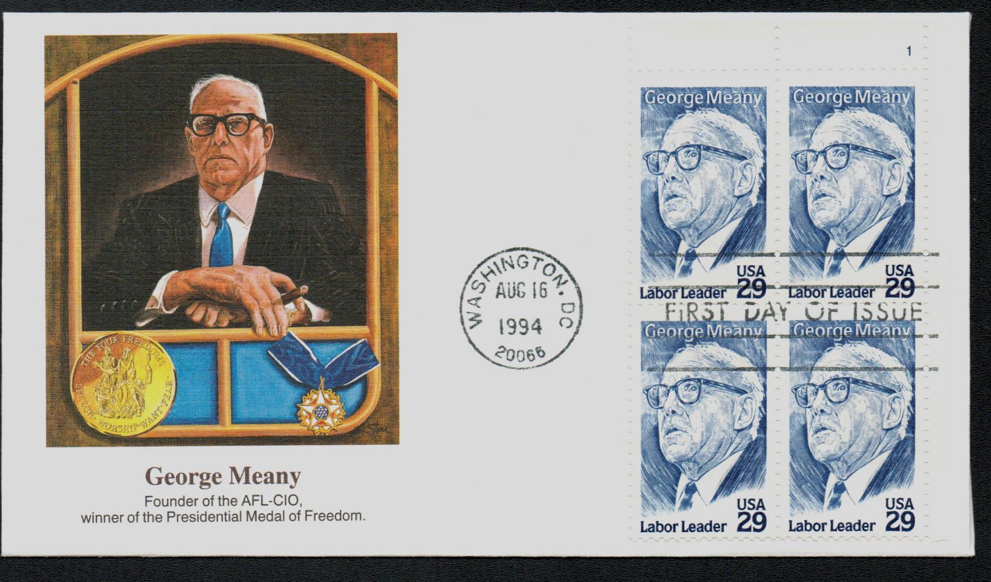 2848 - 1994 29c George Meany - Mystic Stamp Company