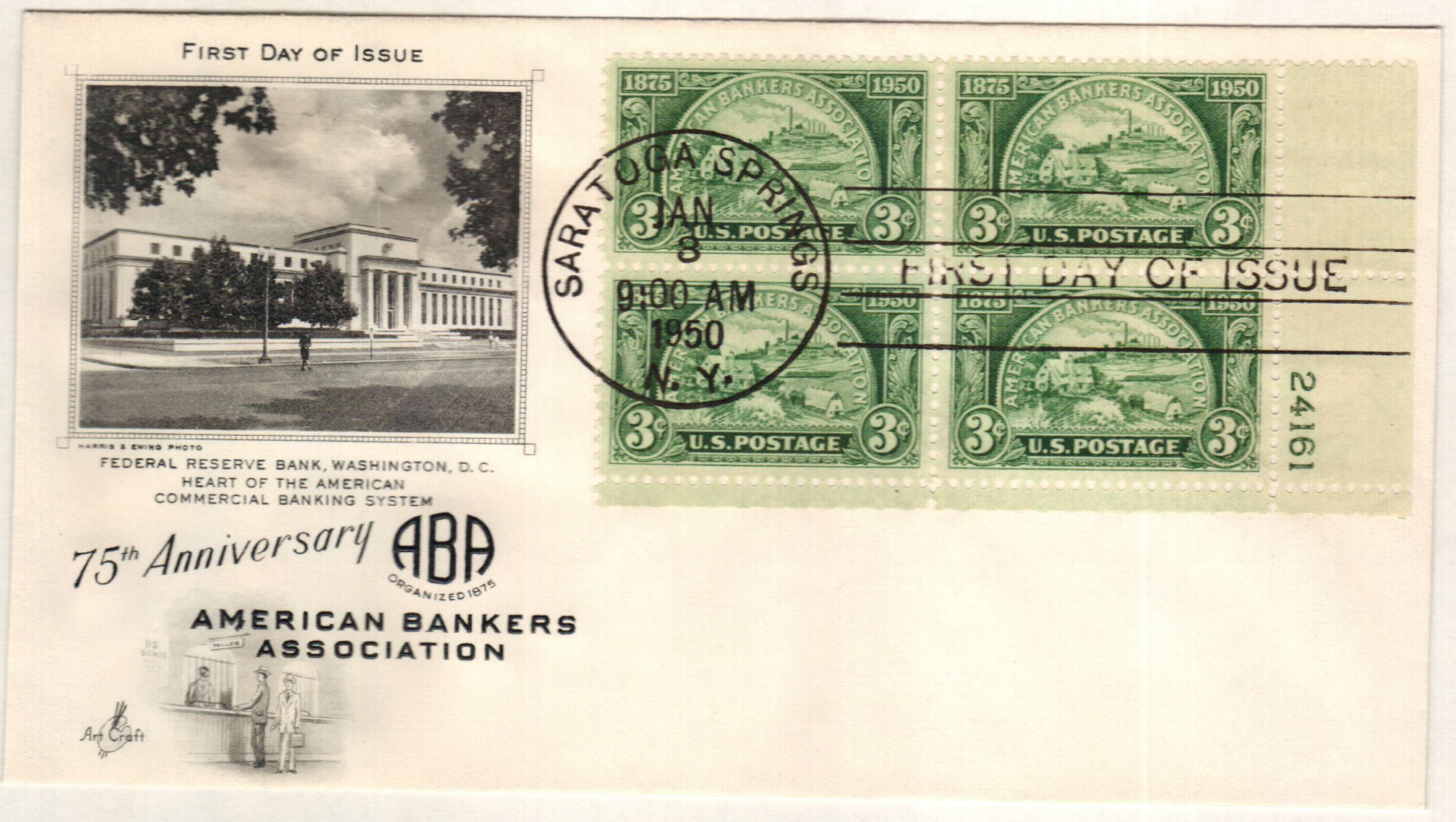 987 - 1950 3c American Bankers Association - Mystic Stamp Company