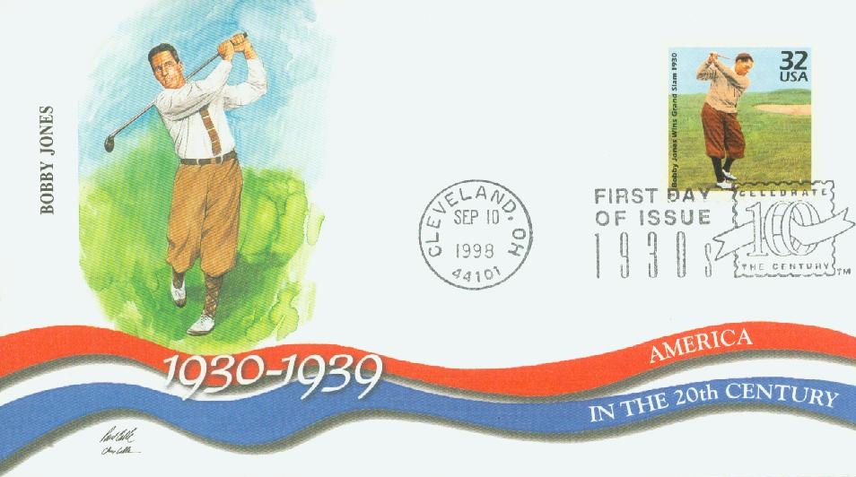 3185n - 1998 32c Celebrate the Century - 1930s: Bobby Jones Grand Slam ...